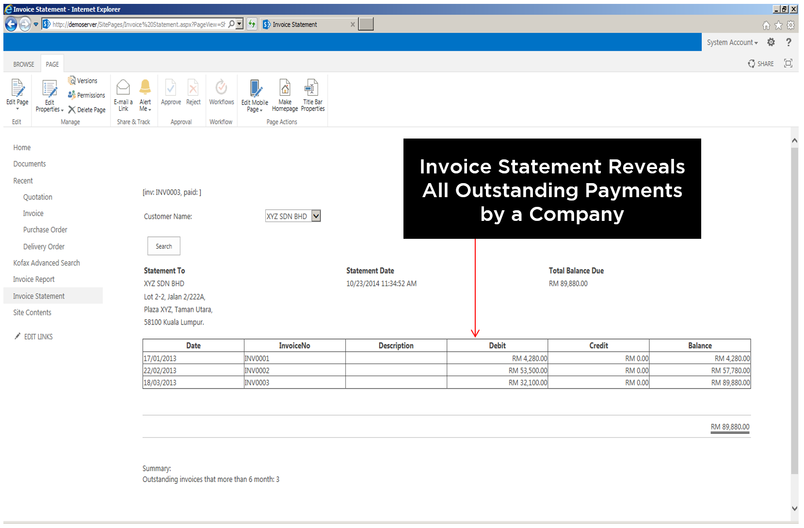 Invoice Statement Reveals All Outstanding Payments by a Company ... Invoice Statement Reveals All Outstanding Payments by a Company ...